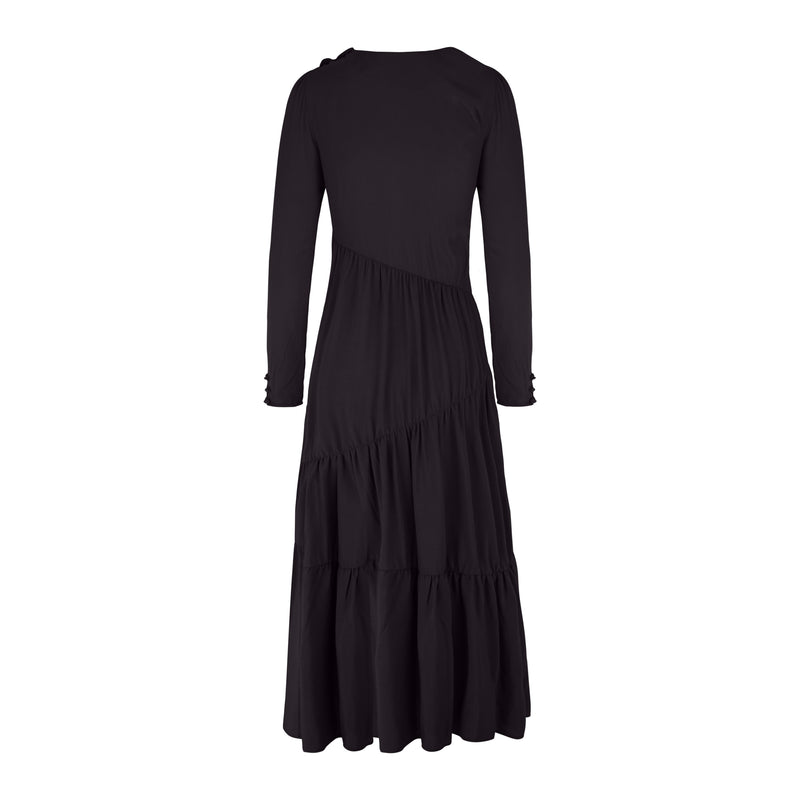 Loom London Women's Petra Black Long Tiered Dress